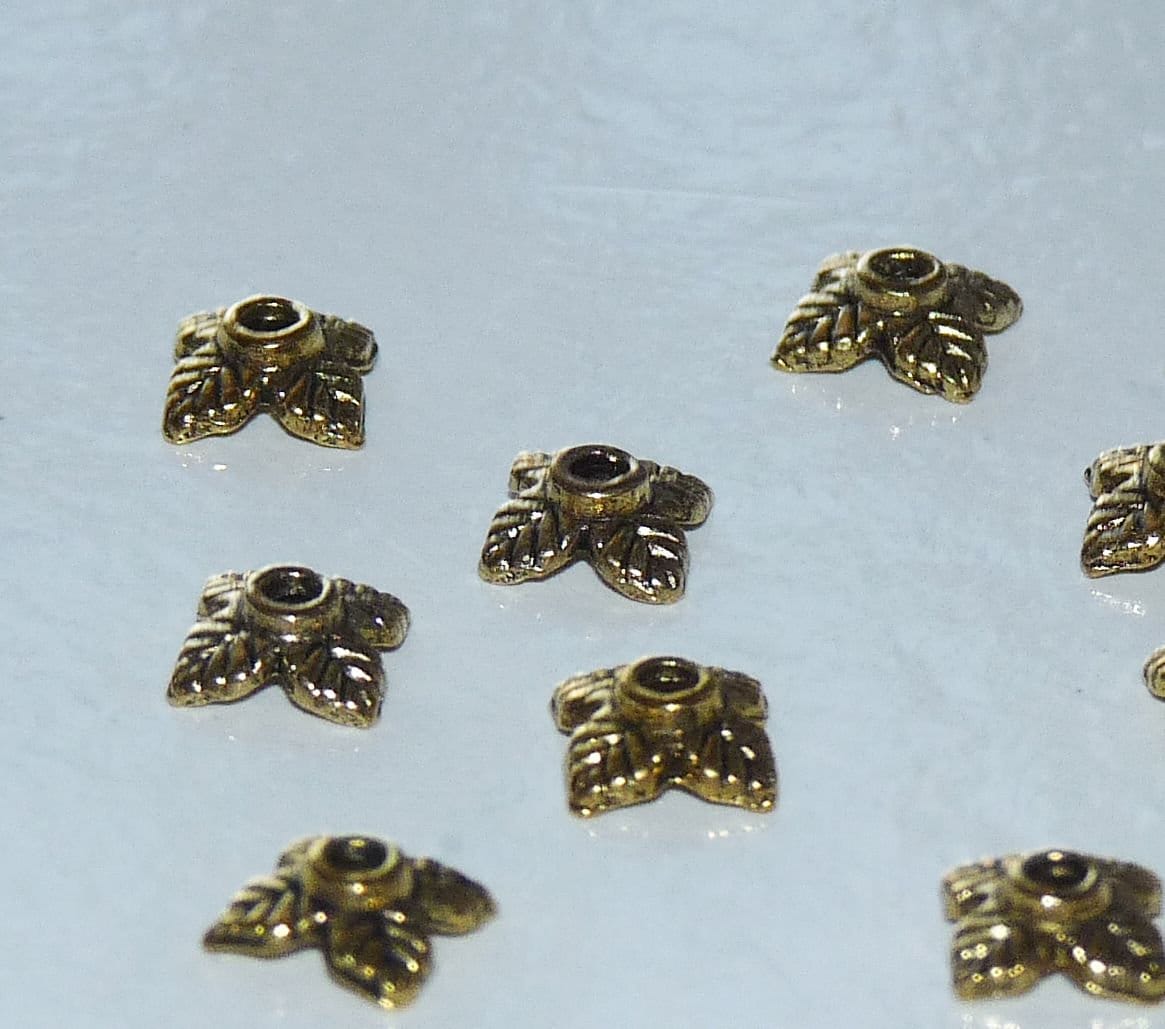 20/50x Flower Bead End Tip Caps Gold tone 6mm Leaf Bead End | Etsy