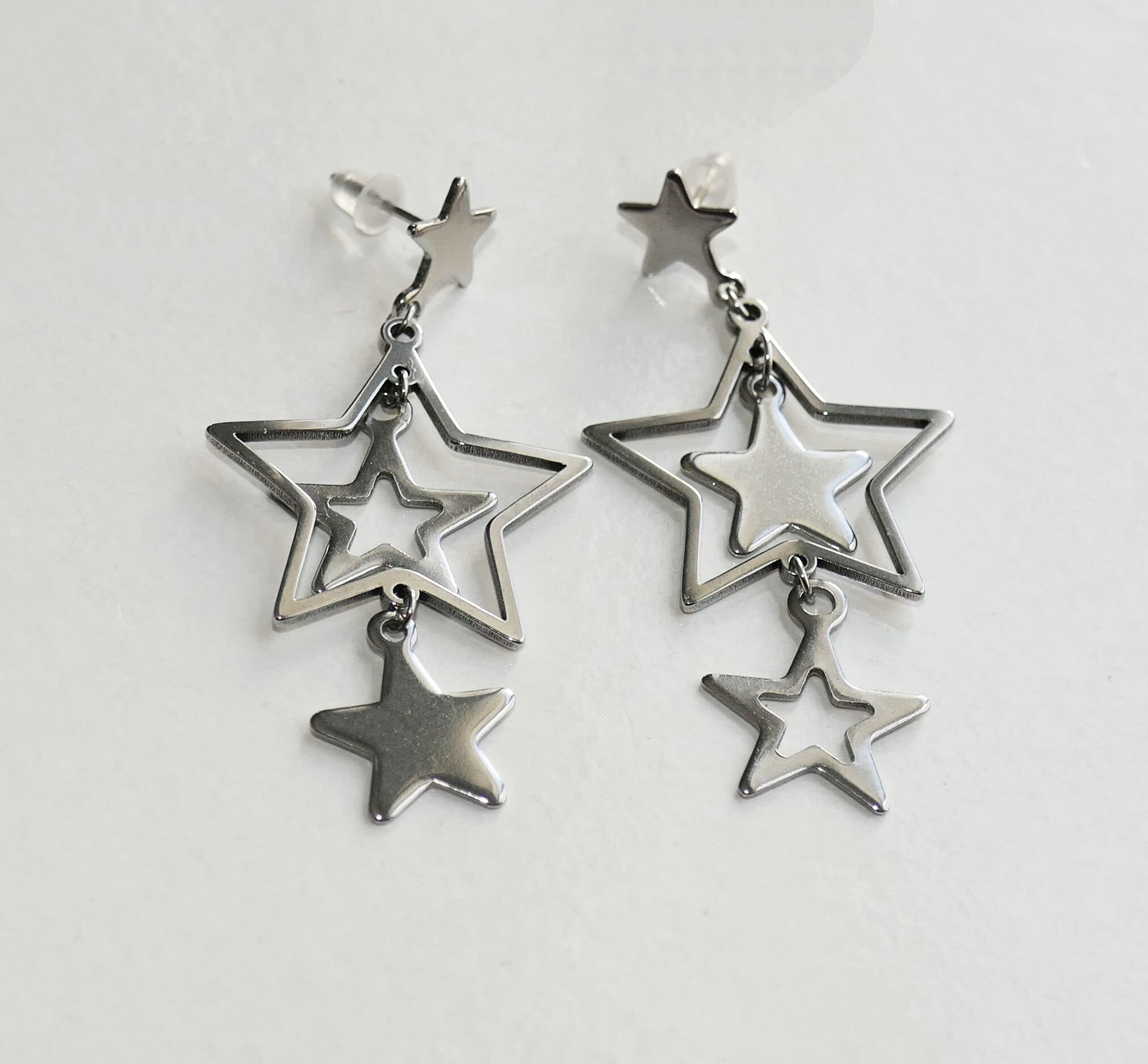 Asymmetric Star Stainless Steel Dangle Earrings, Free Shipping H069 - Etsy