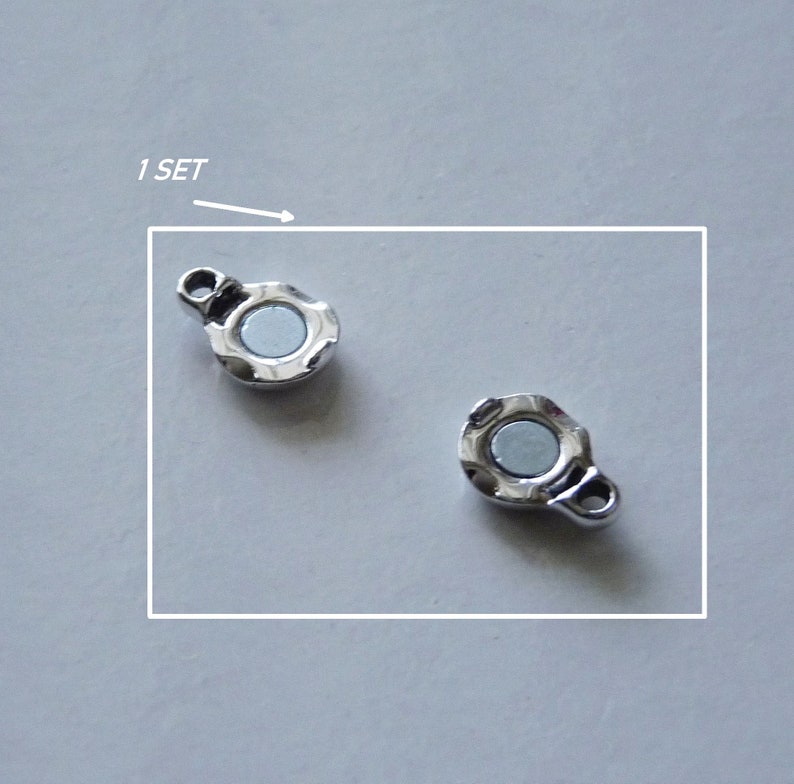 1/3x Flat Magnetic Clasp, Ball Magnetic Clasp, Dark Silver Tone ...