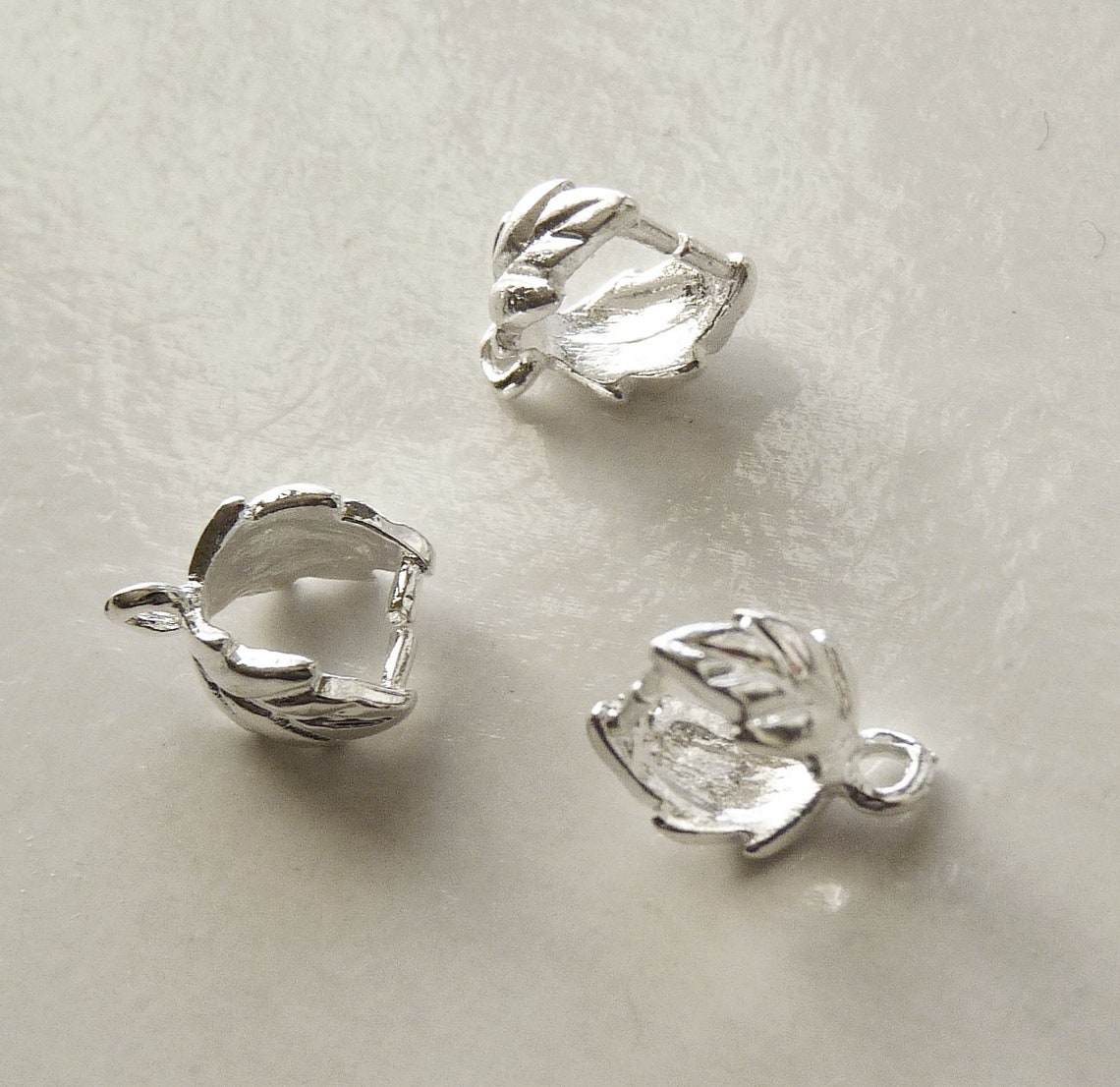 4x Silver Leaf Bails 9x7mm Leaf Connectors Earring - Etsy