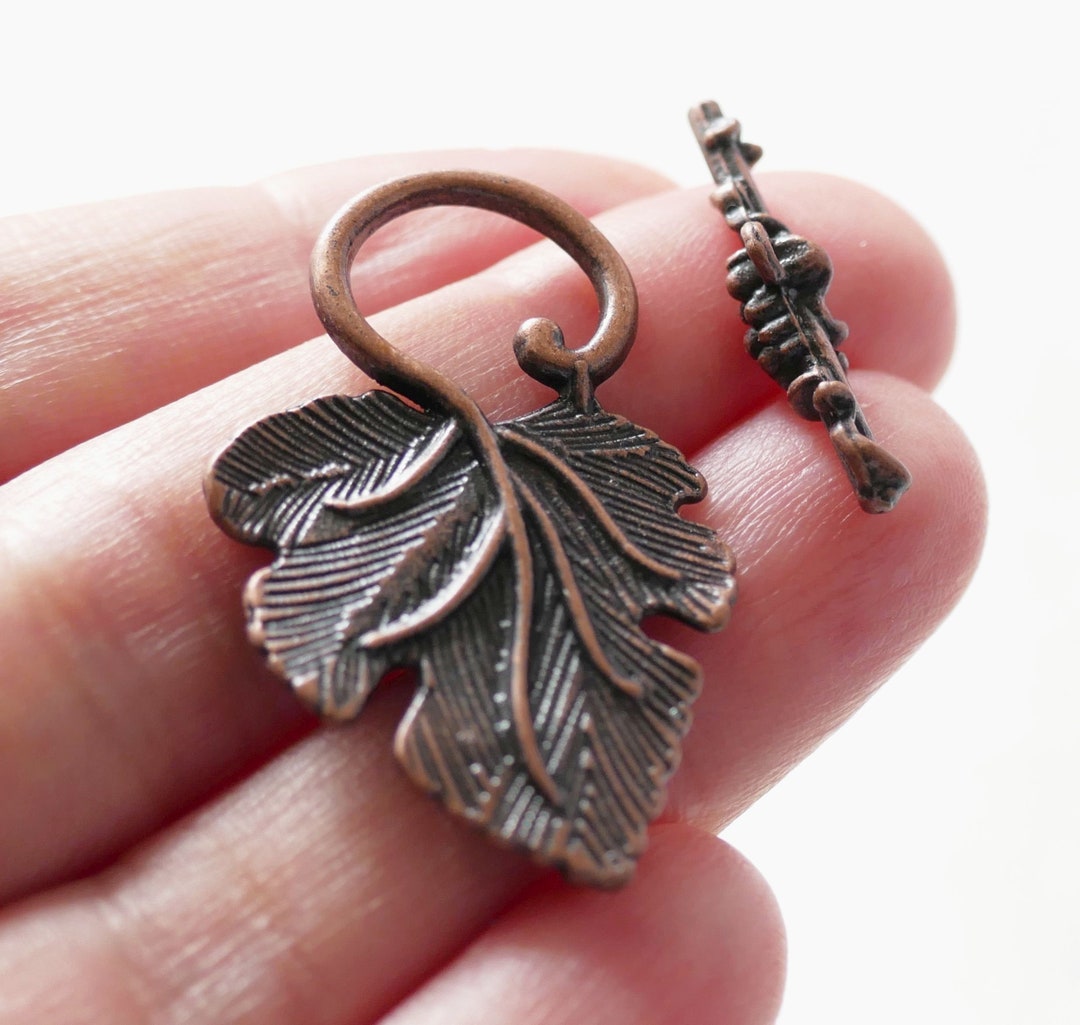 1/4x Copper Grape Leaf Toggle Clasps, Antique Copper Tone Closure for ...