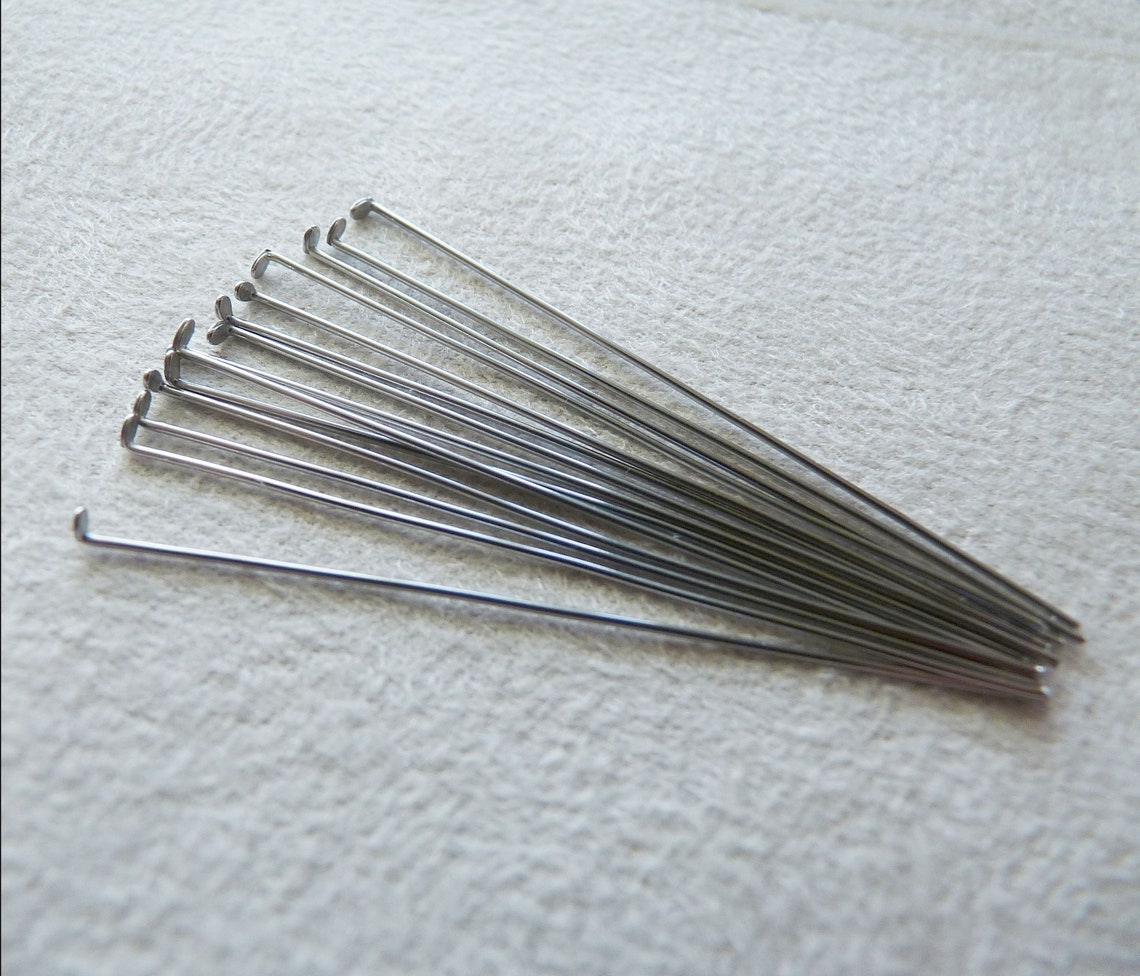 30x Stainless Steel 40mm Flat Head Pins Silver Tone Head - Etsy