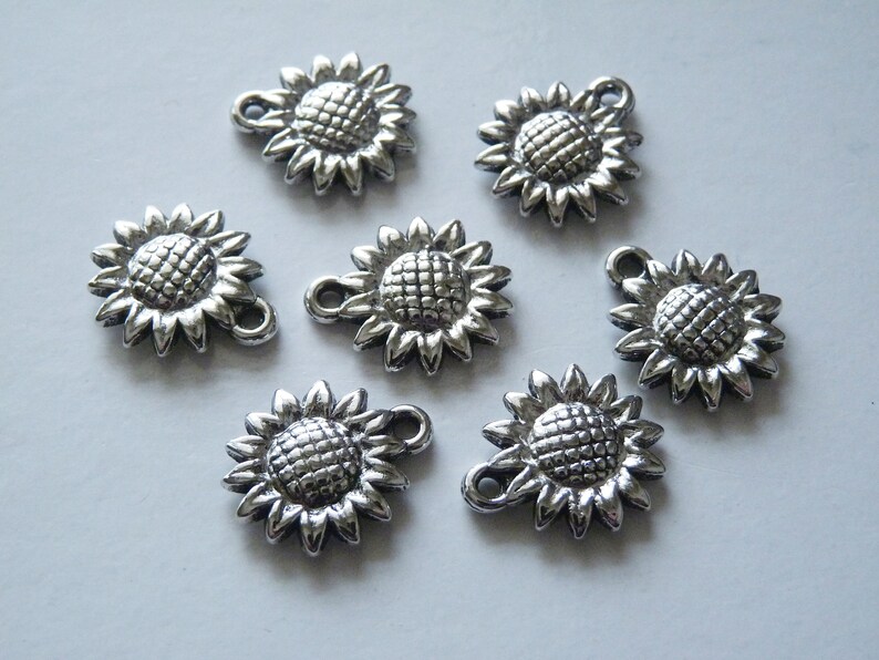 5x Sun Flower Charm Silver Tone Acrylic Flower Charms Charm | Etsy