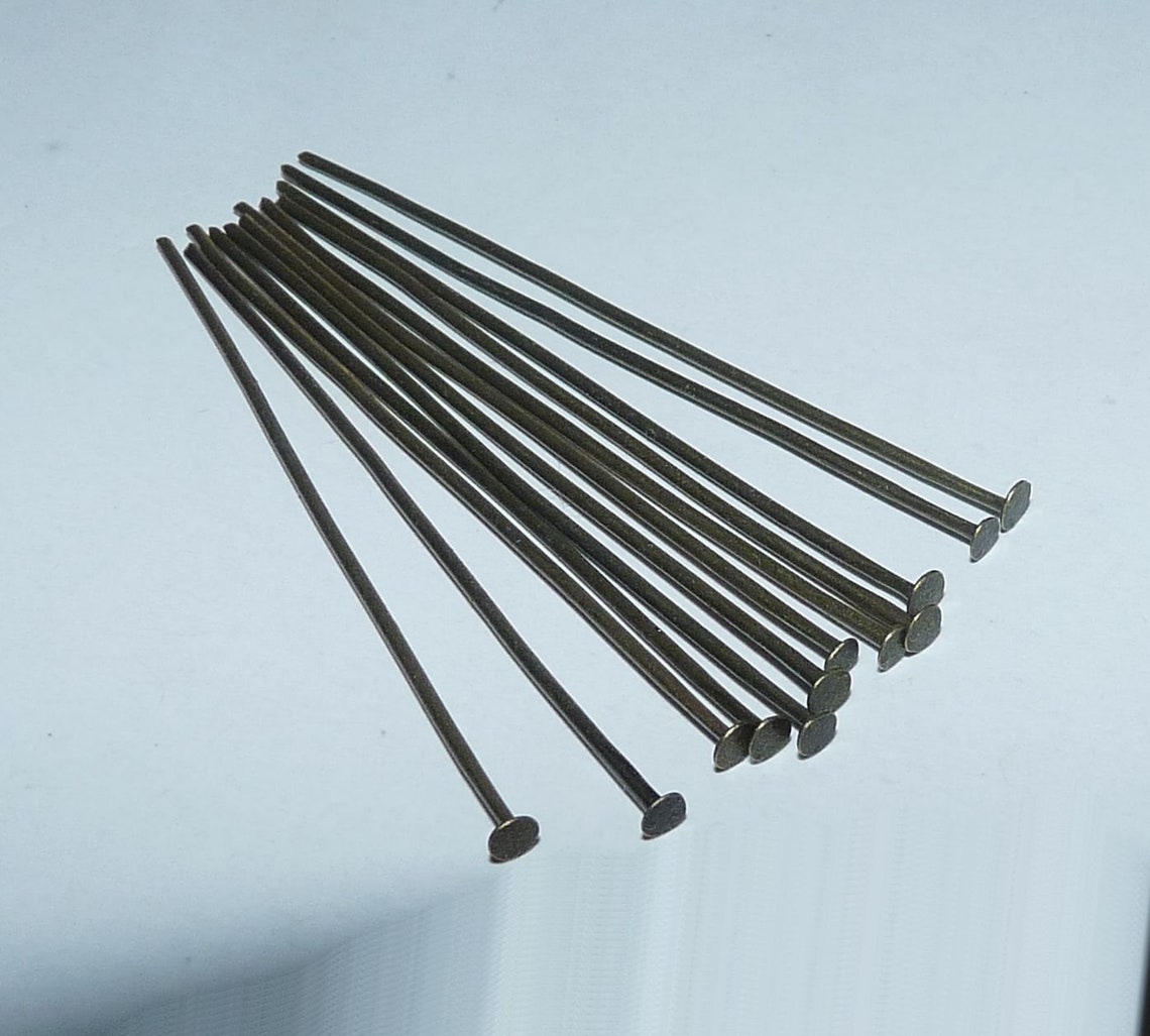 20/50x Bronze 50mm Flat Head Pins, 2 Inch Long Beading Supplies - Etsy