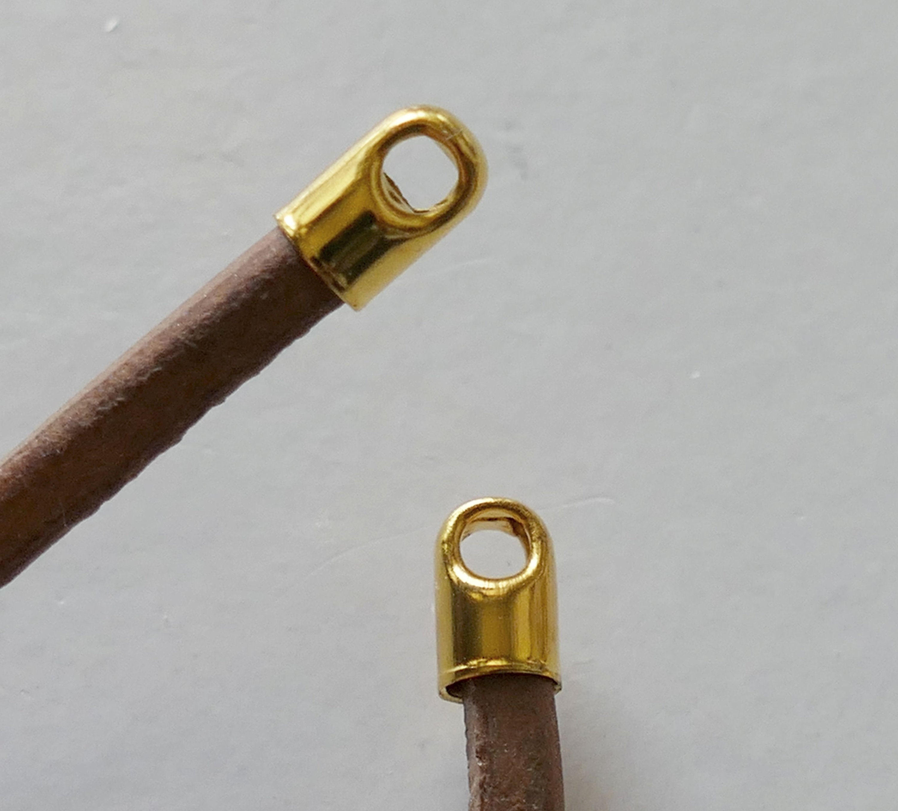 20/50x Round Leather Cord/chain End Caps, Fit 4mm Gold Tone Bead ...