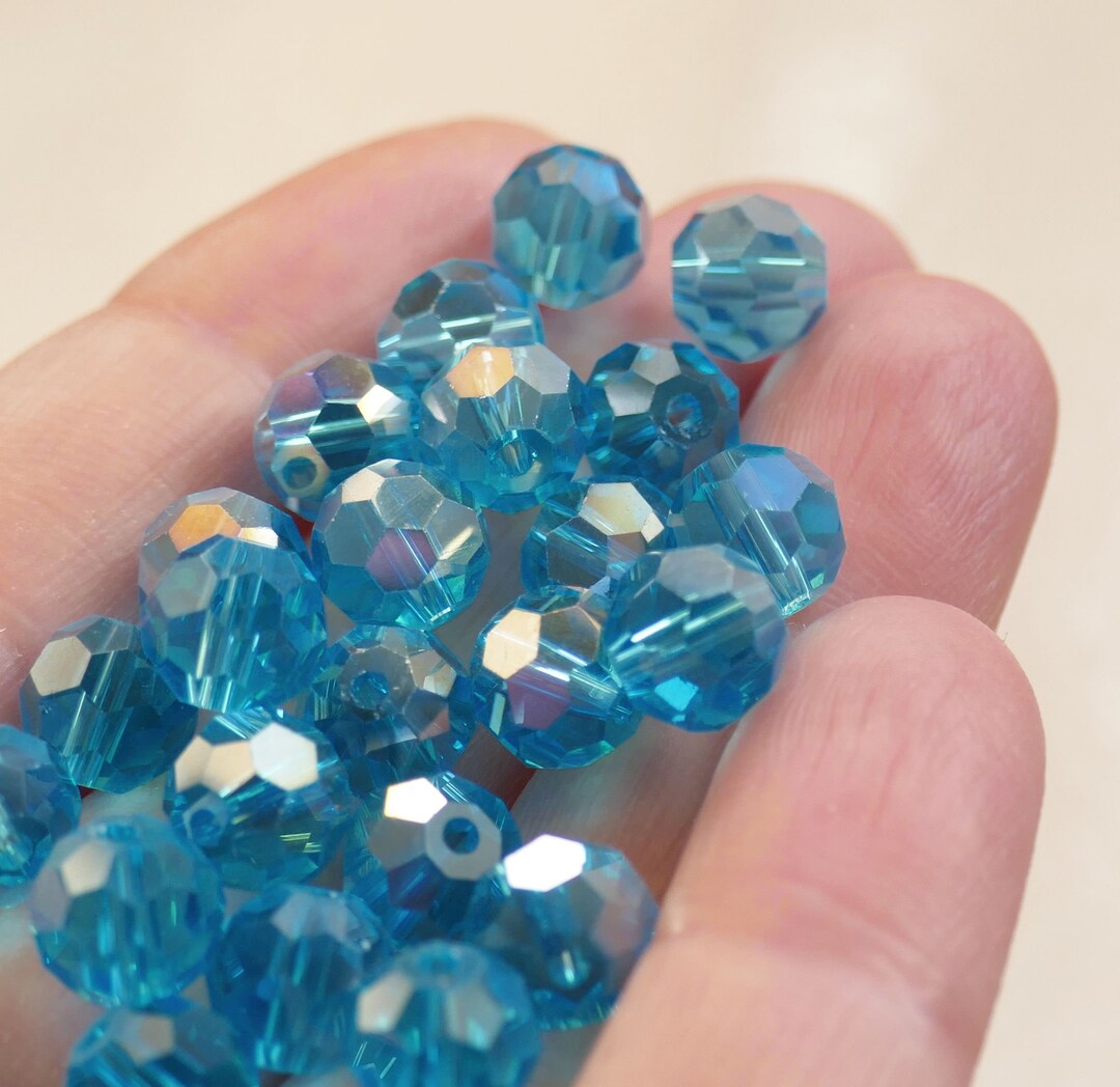 12x Turquoise Blue AB Glass Crystal 8mm Rondelle Beads, Beading ...