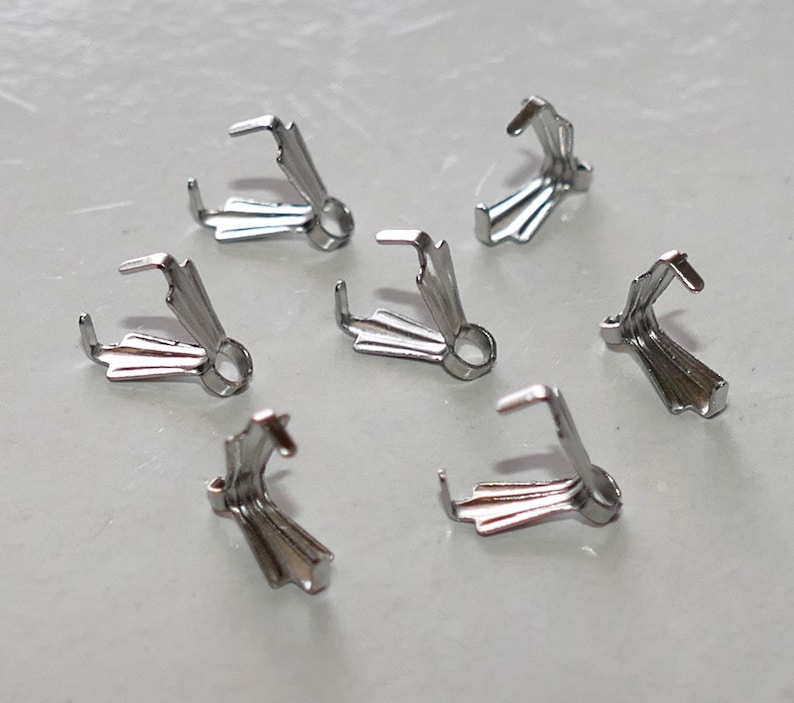 20x Stainless Steel Pinch Clip Bail Earring Connectors 8mm X 3mm Silver ...