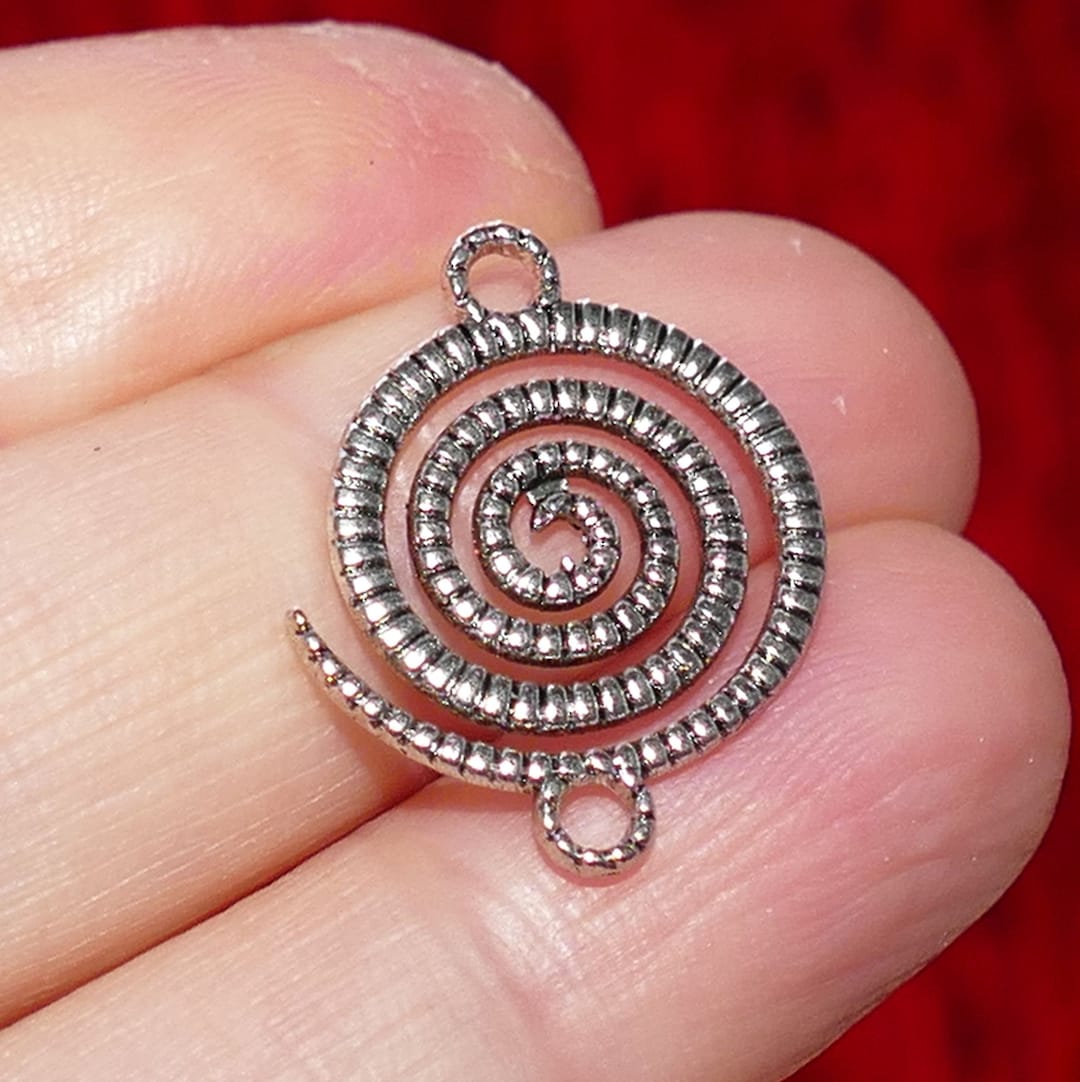 4/8x Spiral Charm 2 Hole Connectors, Antique Silver Tone Double Swirls ...