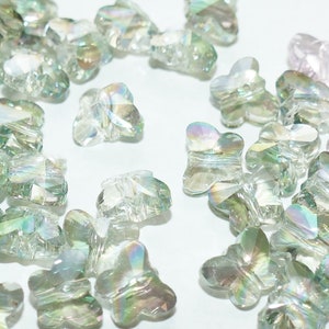 10x Butterfly Crystal Beads, Shiny Pink/green/purple/brown Glass 8mm ...