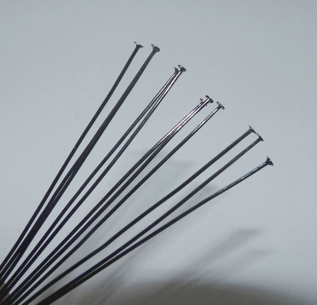20/50x Gunmetal Black 70mm Flat Head Pins, 2.75 Inch Long Beading ...