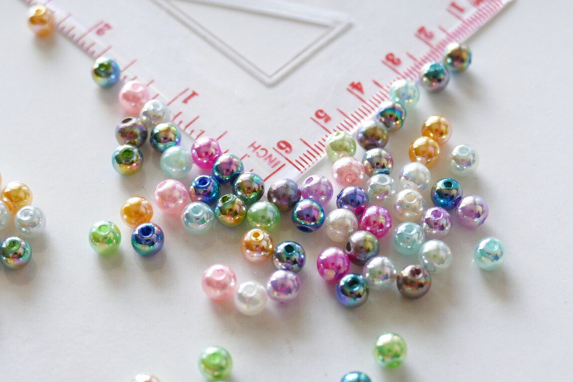 50/100x Colorful Round 6mm AB Plated Acrylic Beads Metallic - Etsy
