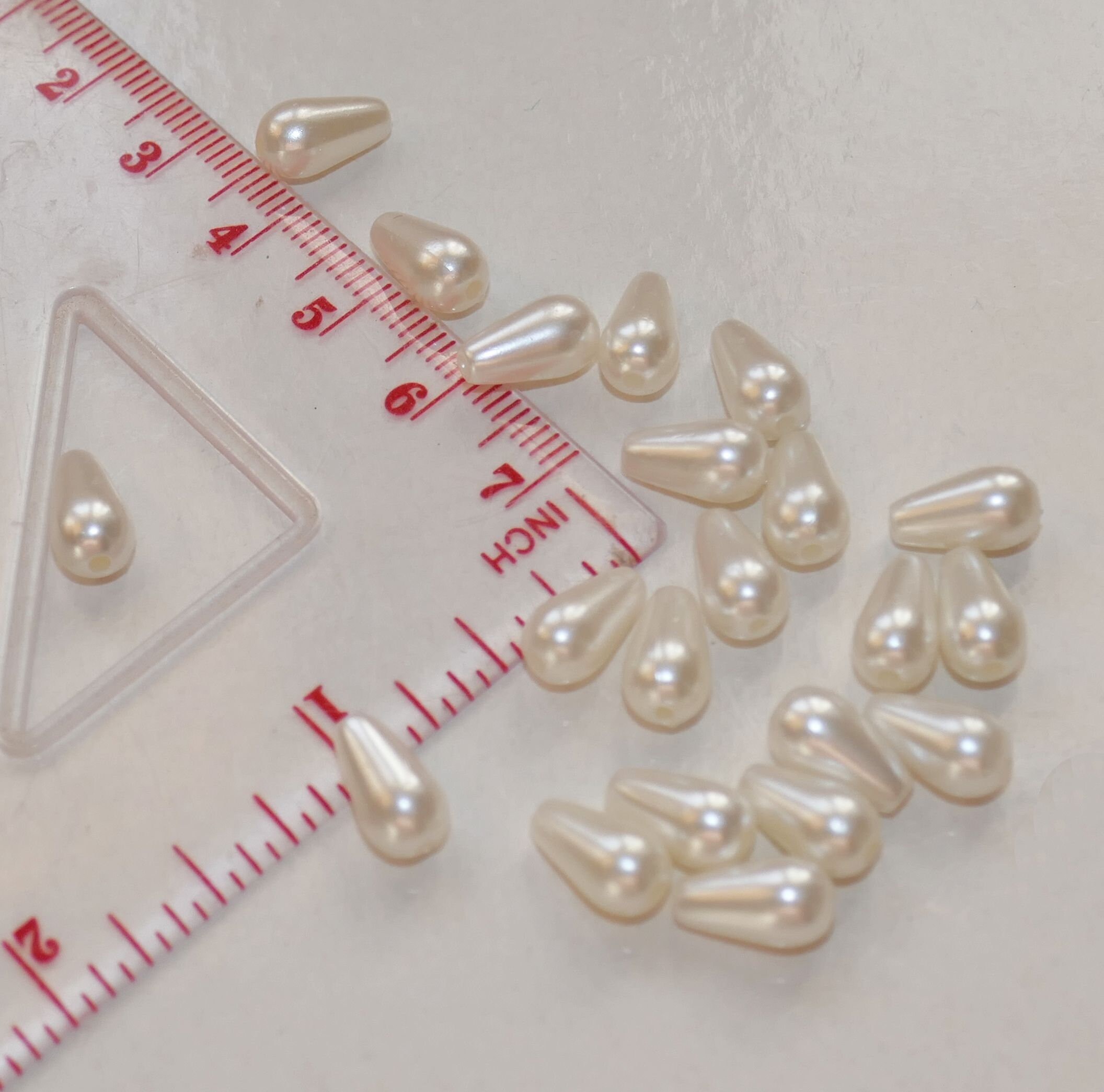 20/50x off White Acrylic Teardrop 10mm Oval Beads, Cream Color Spacer ...