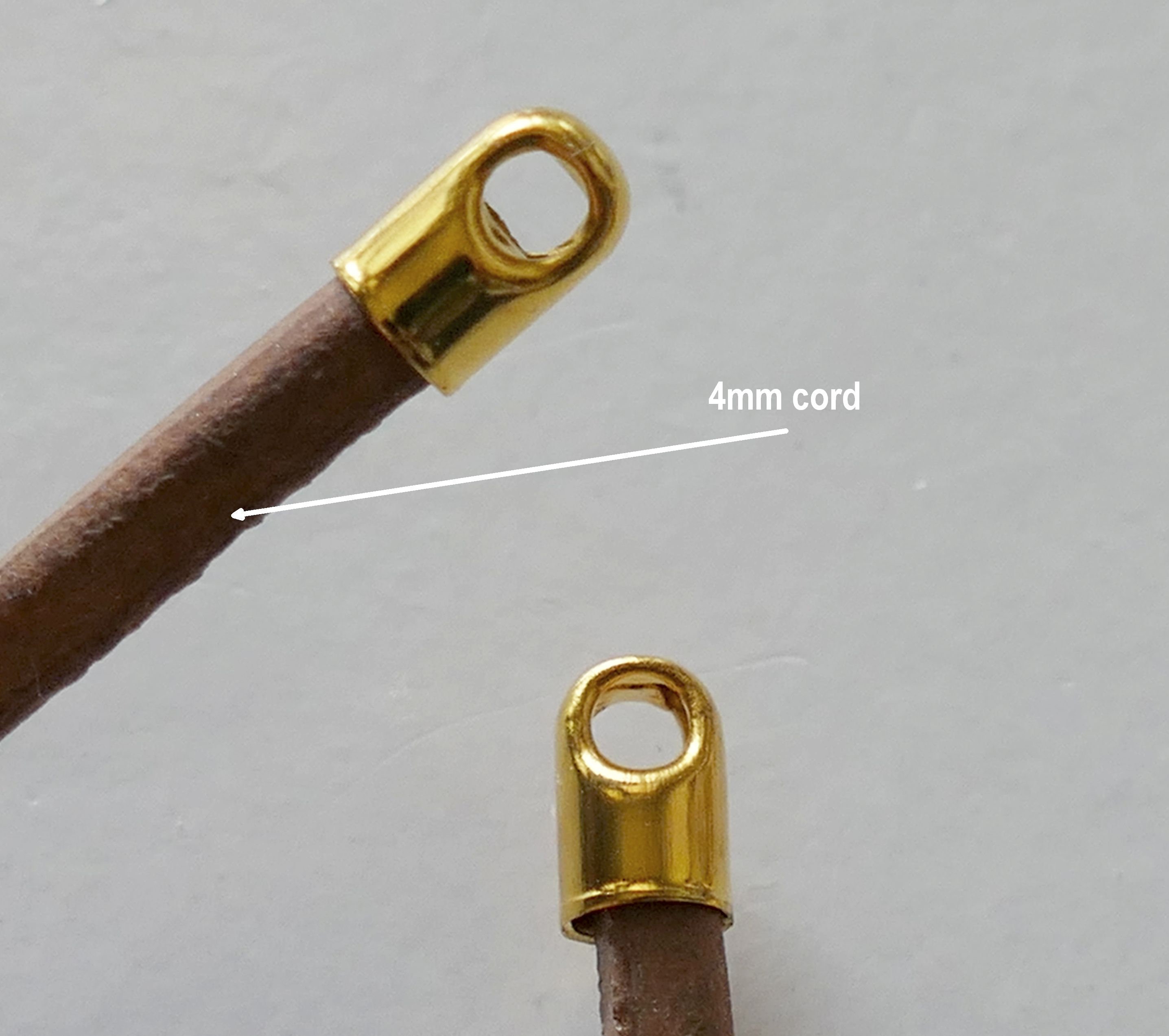 20/50x Round Leather Cord/chain End Caps, Fit 4mm Gold Tone Bead ...