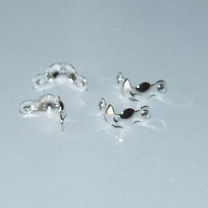 20/50/100x Calottes End Knot Cover Crimp Beads, Silver Color Clamshell ...