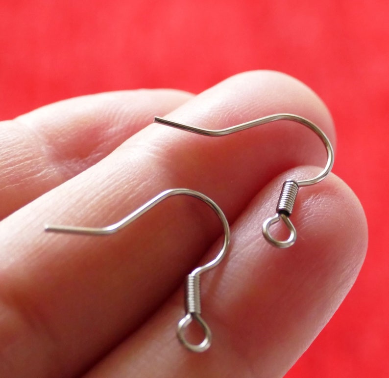 20/50x Stainless Steel Coil Earring Hooks Silver Tone - Etsy