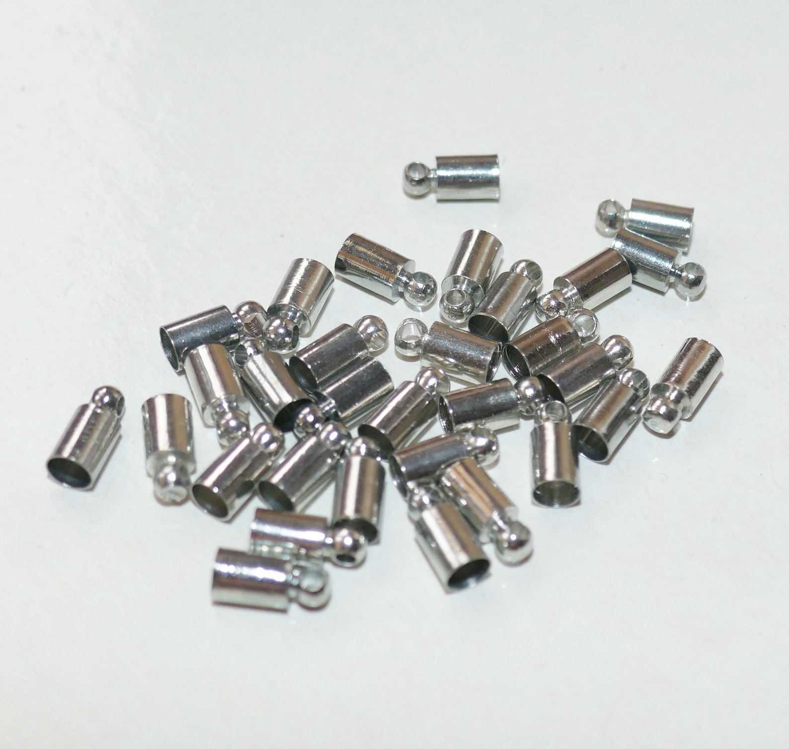 10x Round Leather Cord End Caps Bead Stoppers, Gold/silver 3mm Cord Tip ...