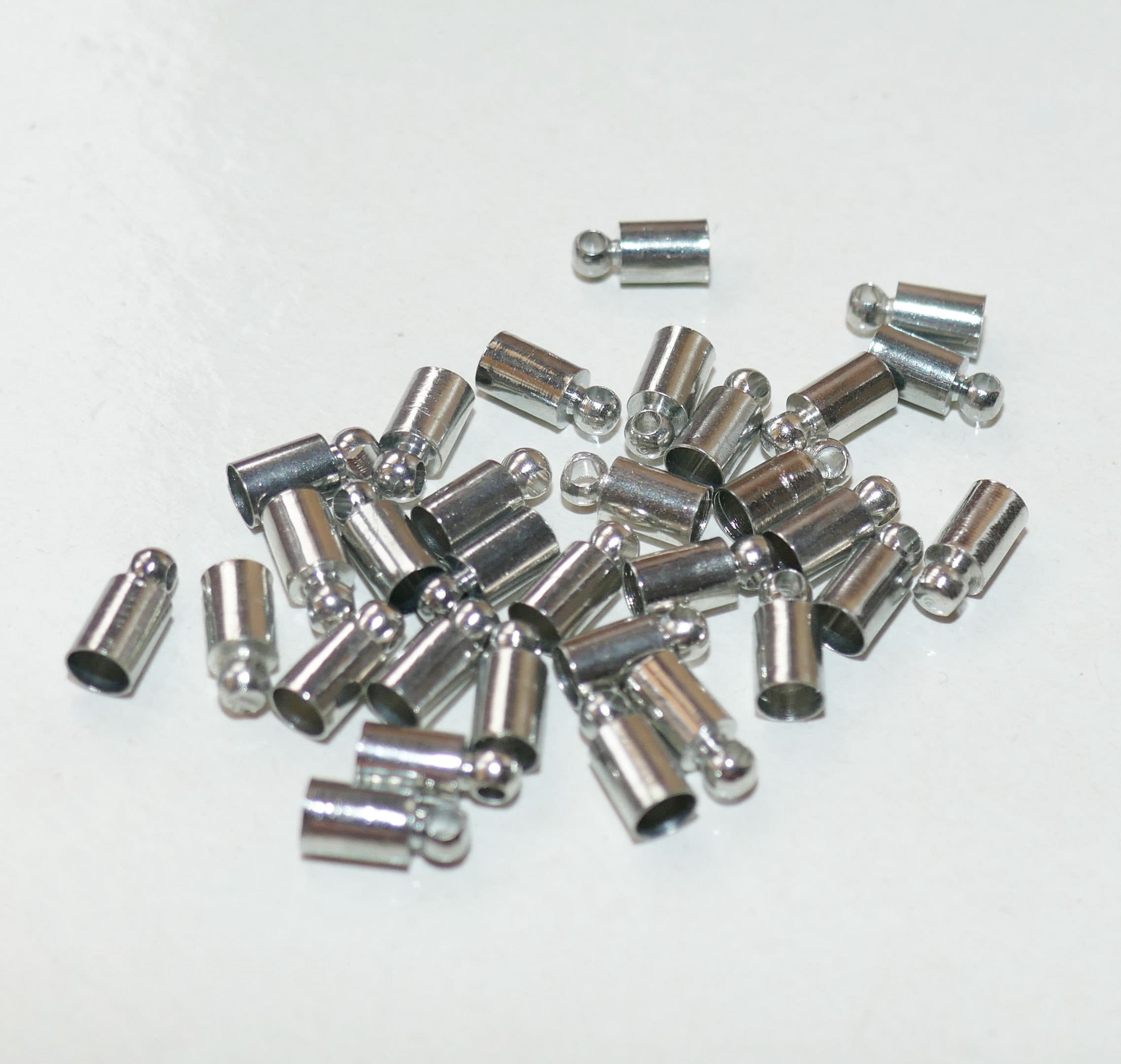 10x Round Leather Cord End Caps Bead Stoppers, Gold/silver 3mm Cord Tip ...