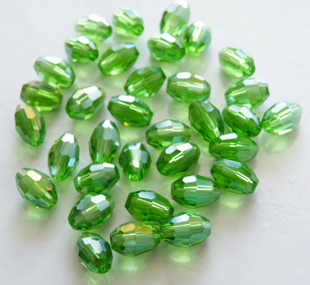 12x Green AB Crystal Beads 8mm Grass Green Glass Beads - Etsy