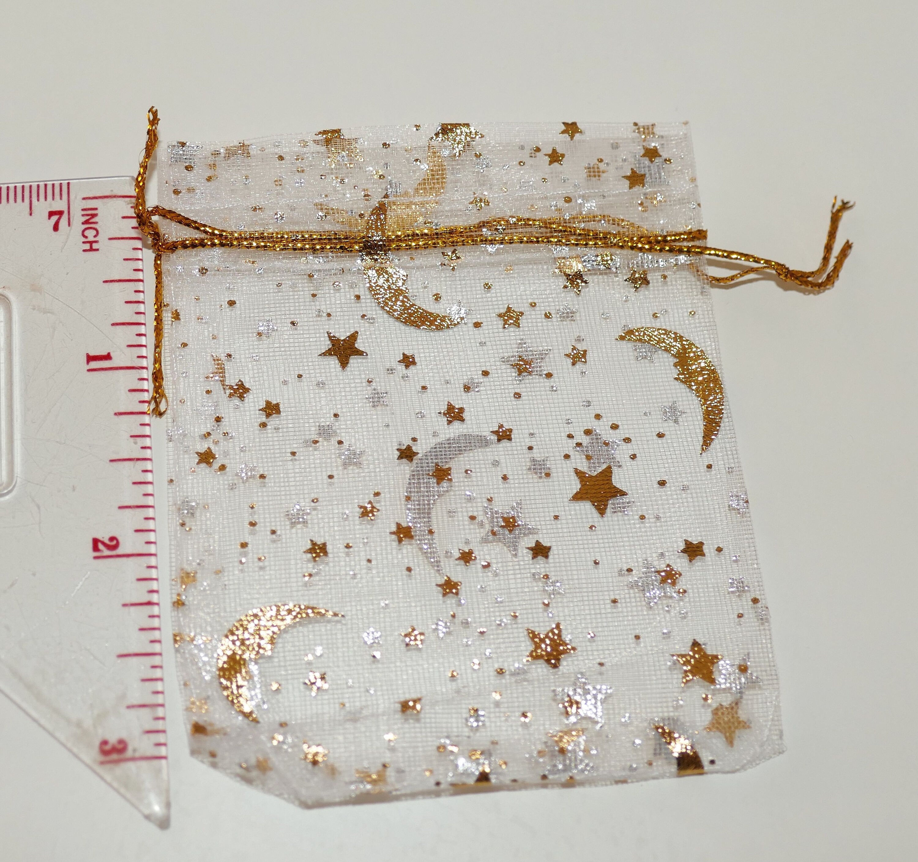 10x Silver and Gold Moon Star Organza Gift Bags 7x9cm, Jewelry Pouches ...