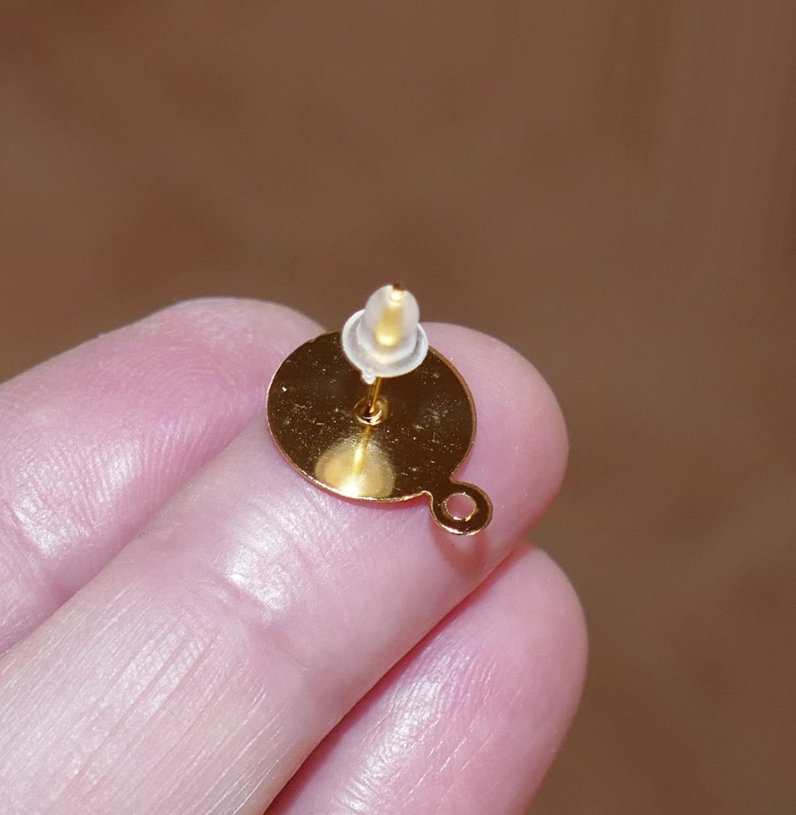 30x Gold Color Flat Back Blank Earring Studs with Loop | Etsy