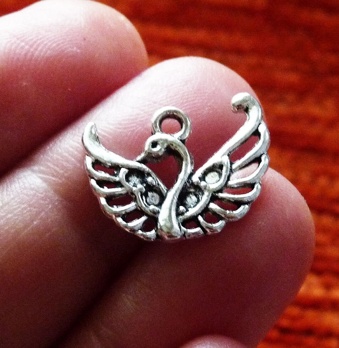 5/10x Swan Bird Charms, Antique Silver Tone U132 - Etsy