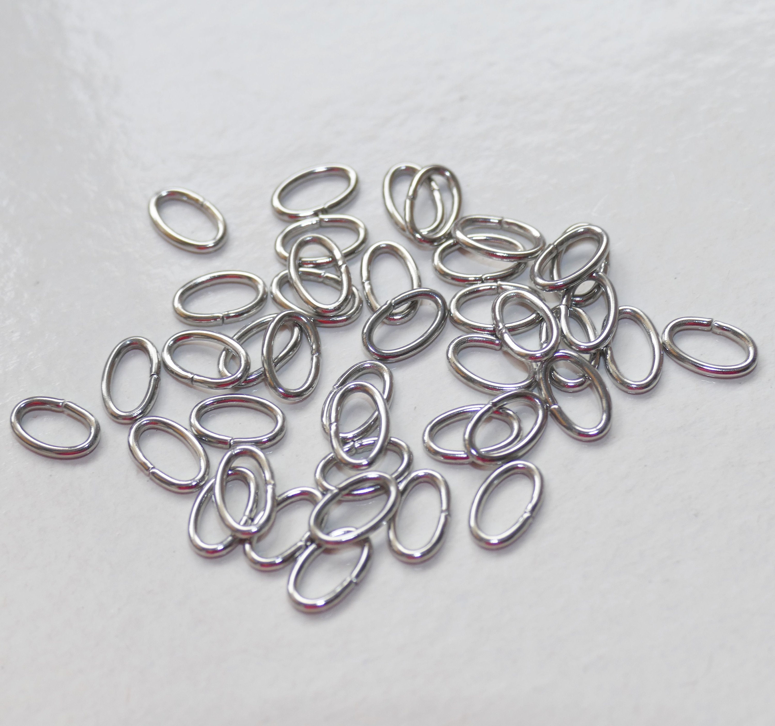 20x No Fade Stainless Steel Oval Open Jump Rings 8mm X 5mm Dull Silver ...