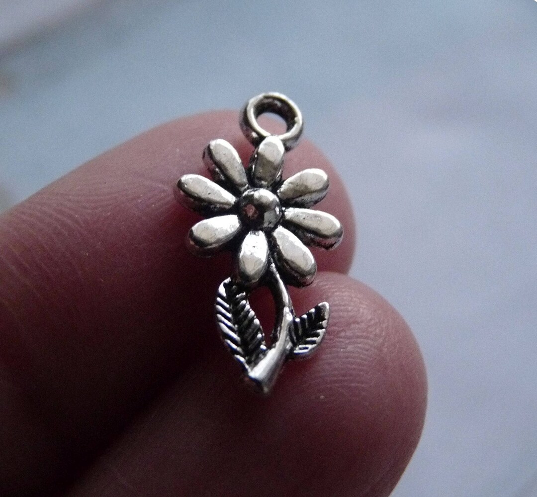 5/10x Daisy Flower Charms for Bracelet/necklace, Antique Silver Tone ...