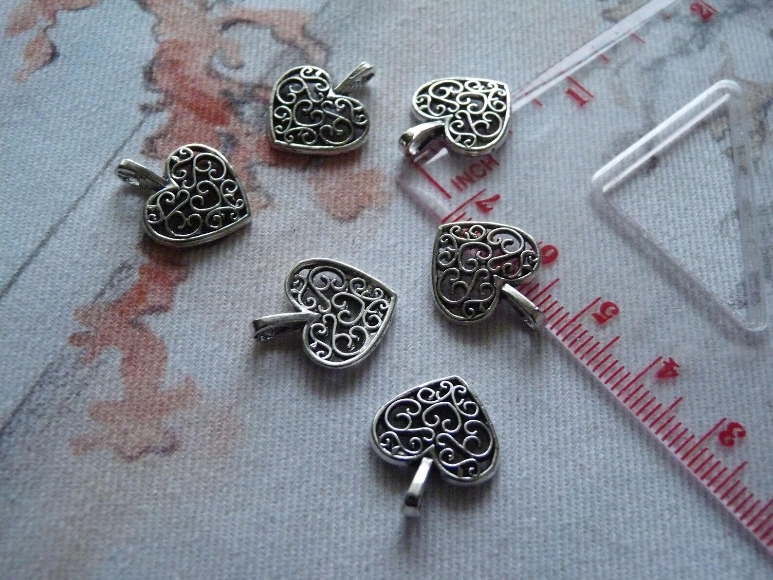 5/10x Heart Filigree Love Charms Antique Silver Tone - Etsy