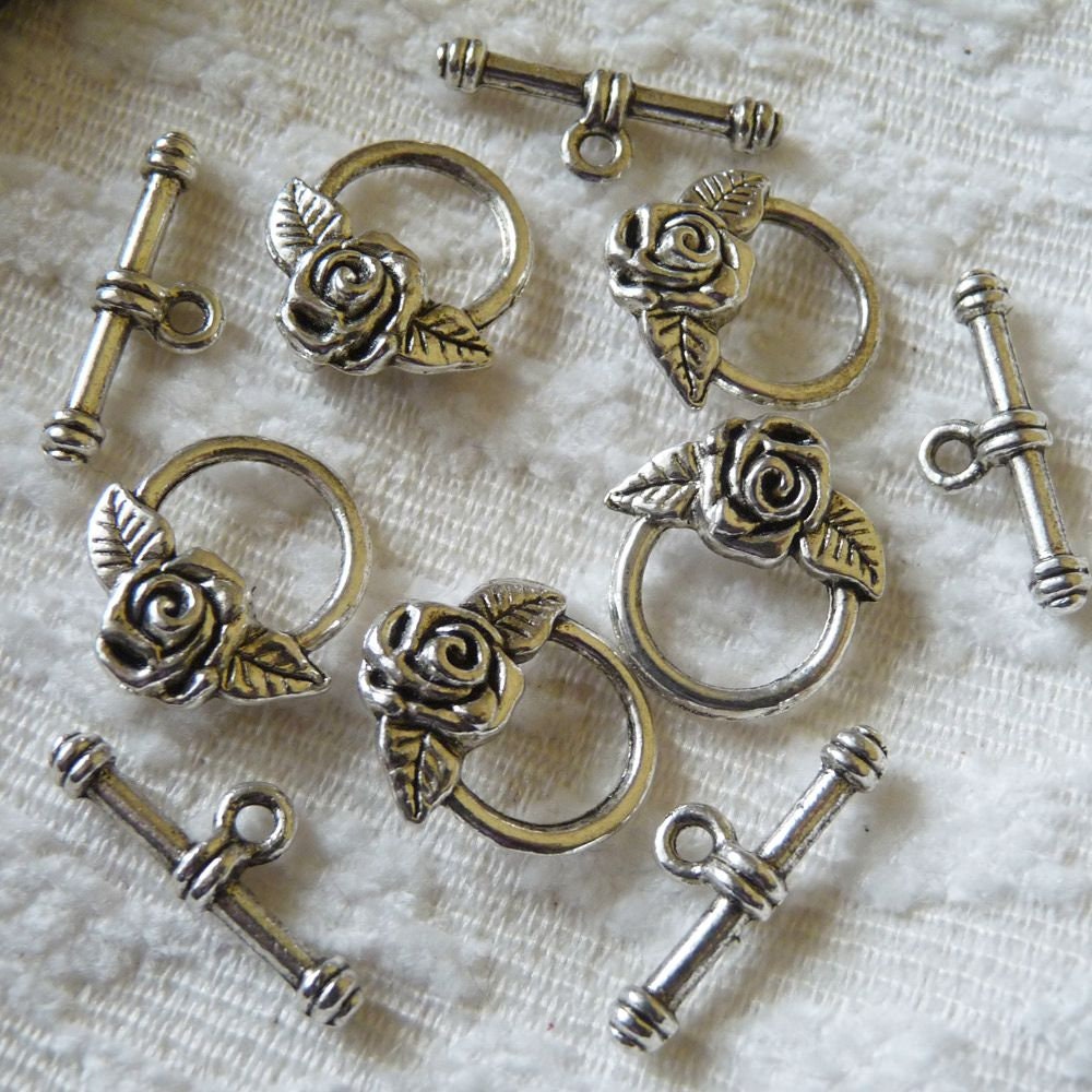2/6 Sets Flower Toggle Clasp Connector Silver Toggle Clasp - Etsy