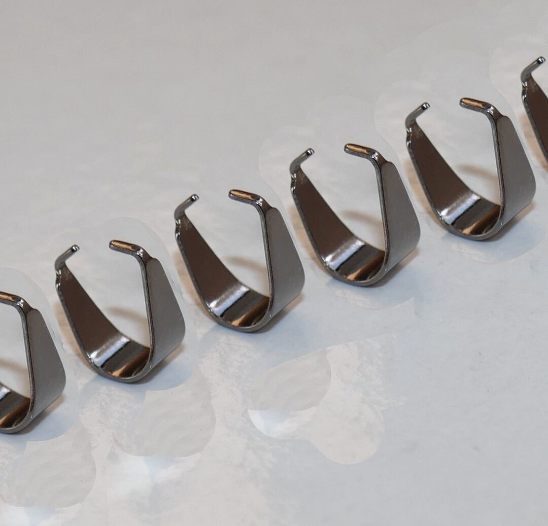 10x Black Stainless Steel Pinch Clip Snap on Bails, Gunmetal Black 7mm ...