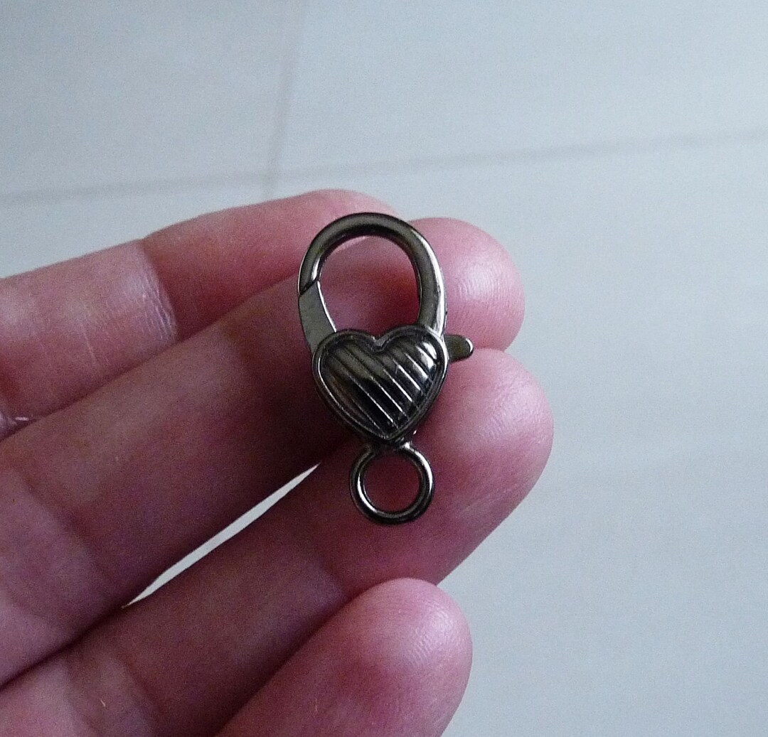 2x Big Heart Lobster Clasp, Gun Metal Black Large Lobster Claw Clasps ...