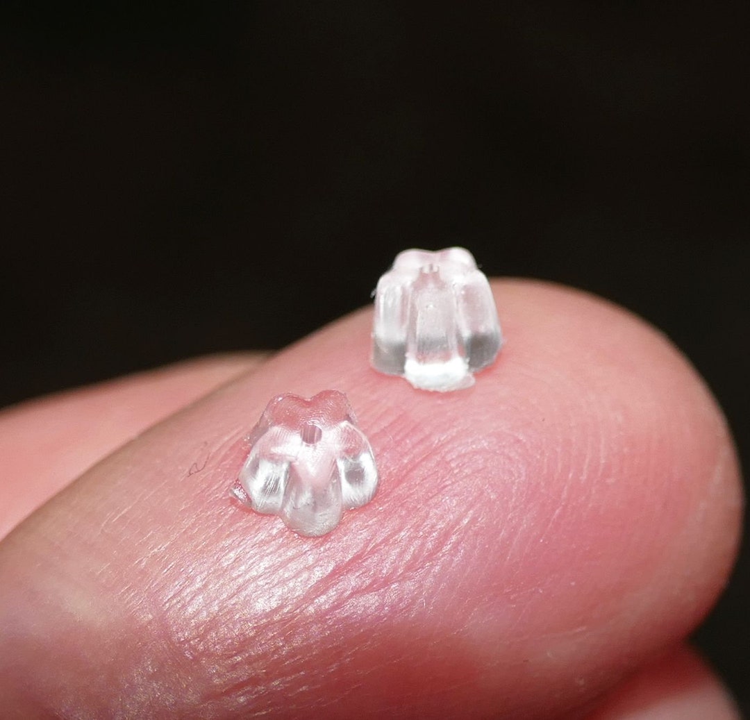 20/50/100x Flower Rubber Earring Backs, High Quality Small Clear Rubber ...