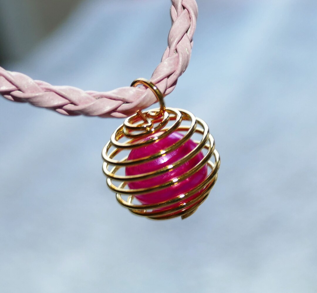 5/10x Gold Color Pearl Cage Bead Holder Pendant, 17x14mm Spiral Wire ...