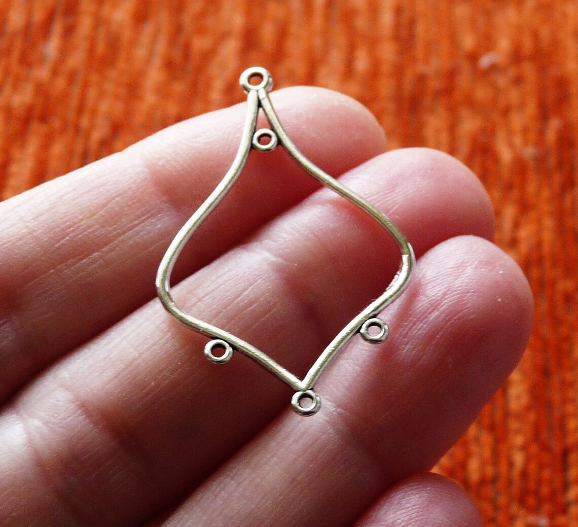 2x Silver Earring Connectors, Silver Color 3+1 Hole Chandelier Earring ...