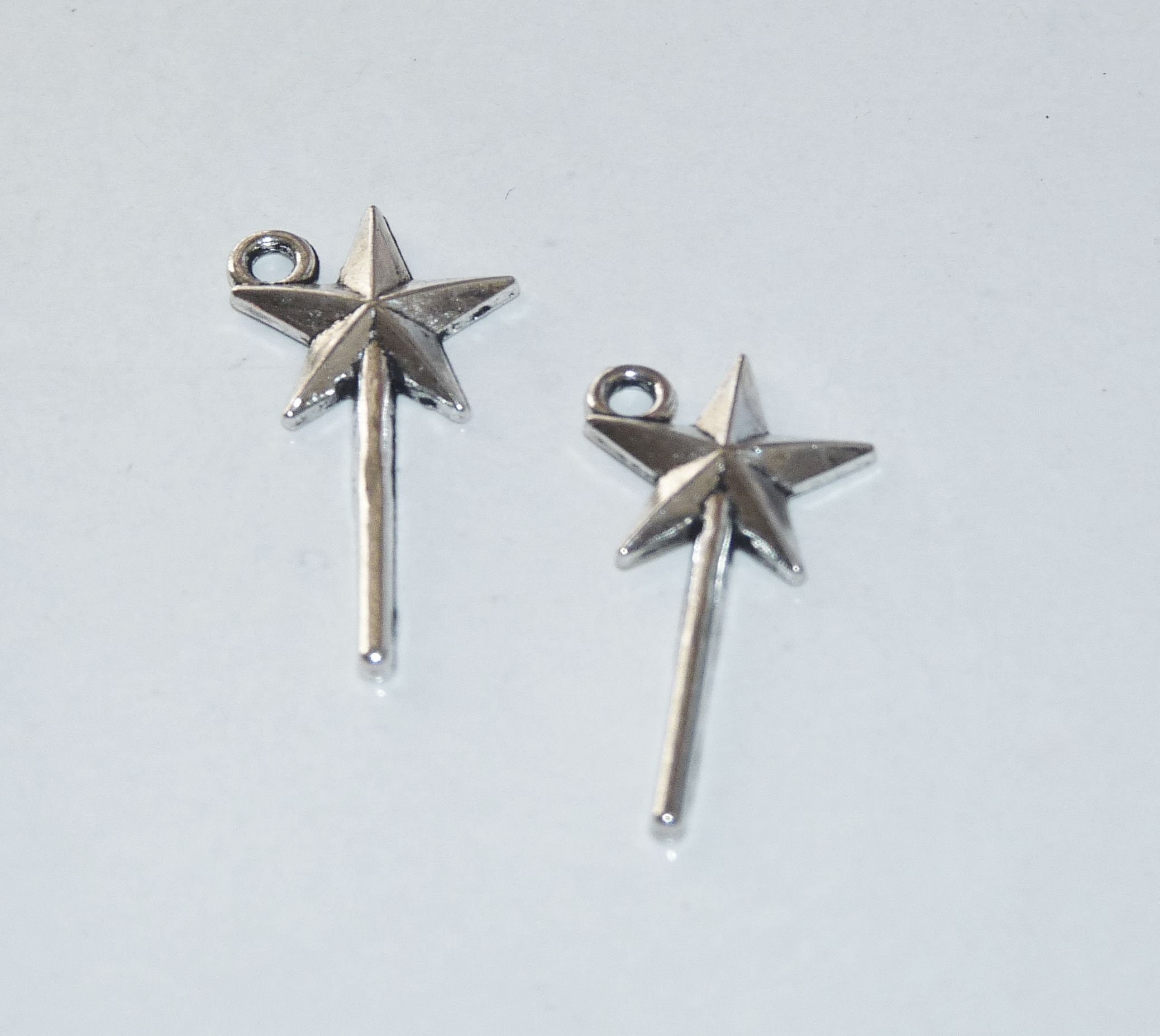 5/10x Fairy Magic Wand Charm, Stick Charms for Bracelet, Antique Silver ...