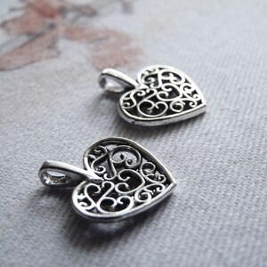 5/10x Heart Filigree Love Charms, Antique Silver Tone H195 - Etsy
