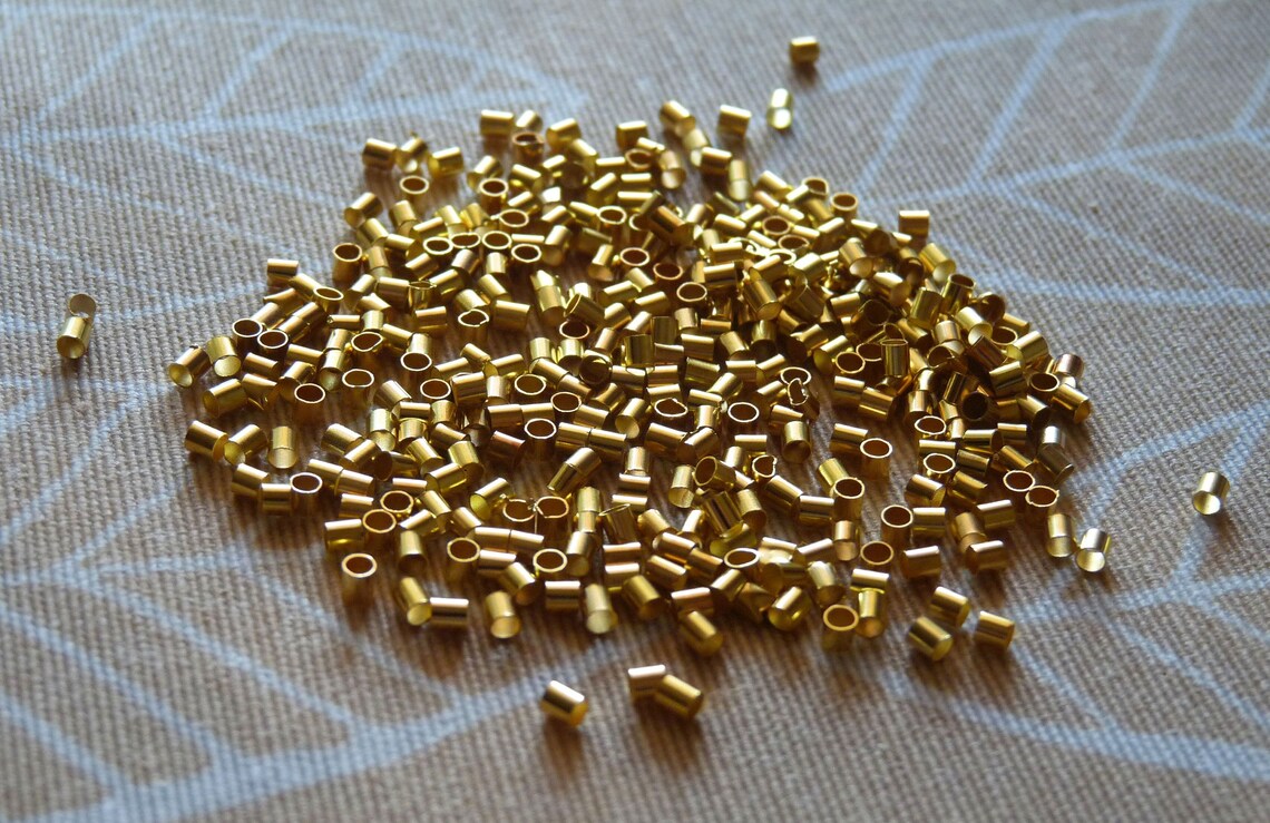 100/300x Gold 2mm Tube Cord Crimp Tube End Beads Gold Plated | Etsy