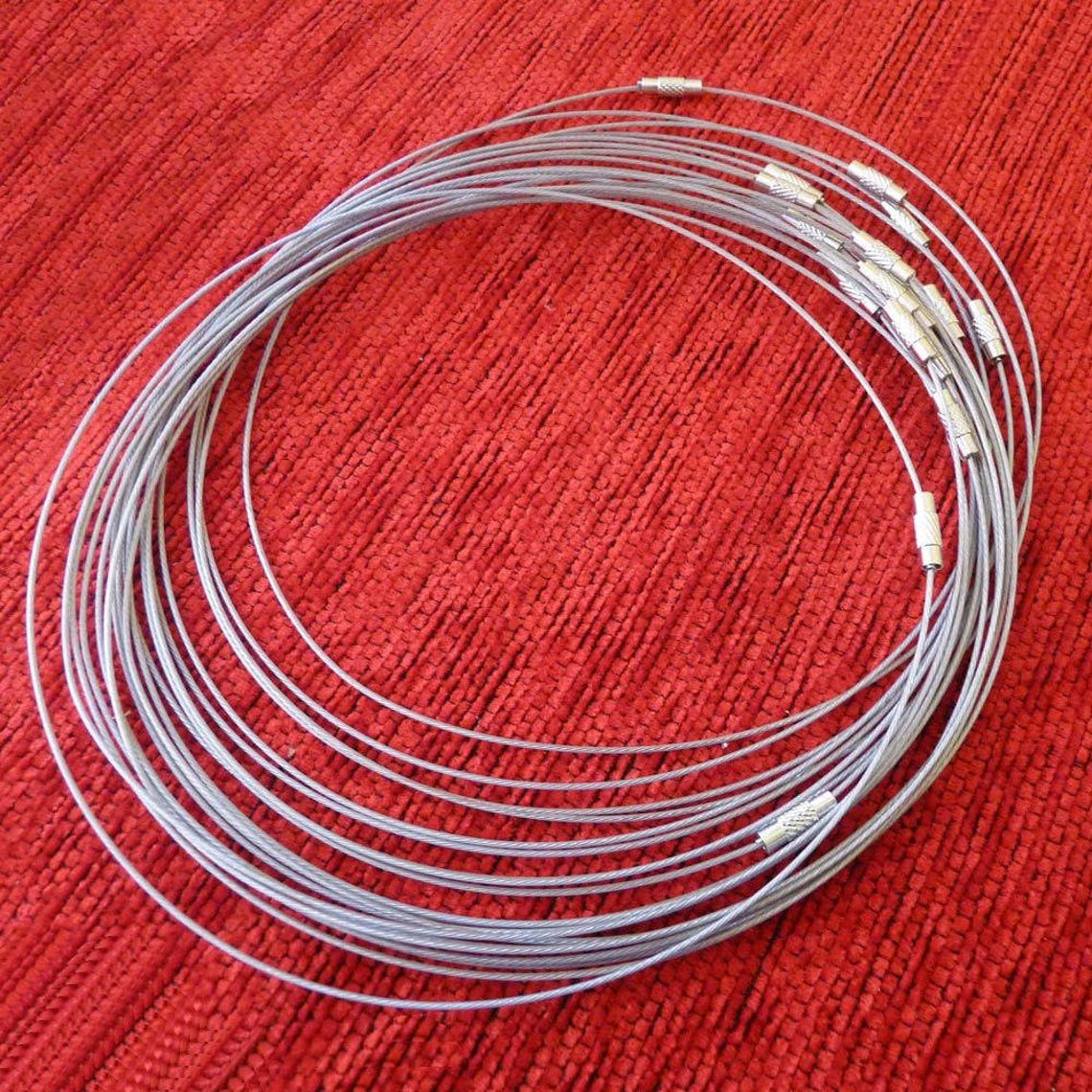 Wire Choker Necklace, Coated Steel Cord Necklace, 18" Memory Wire Cord ...