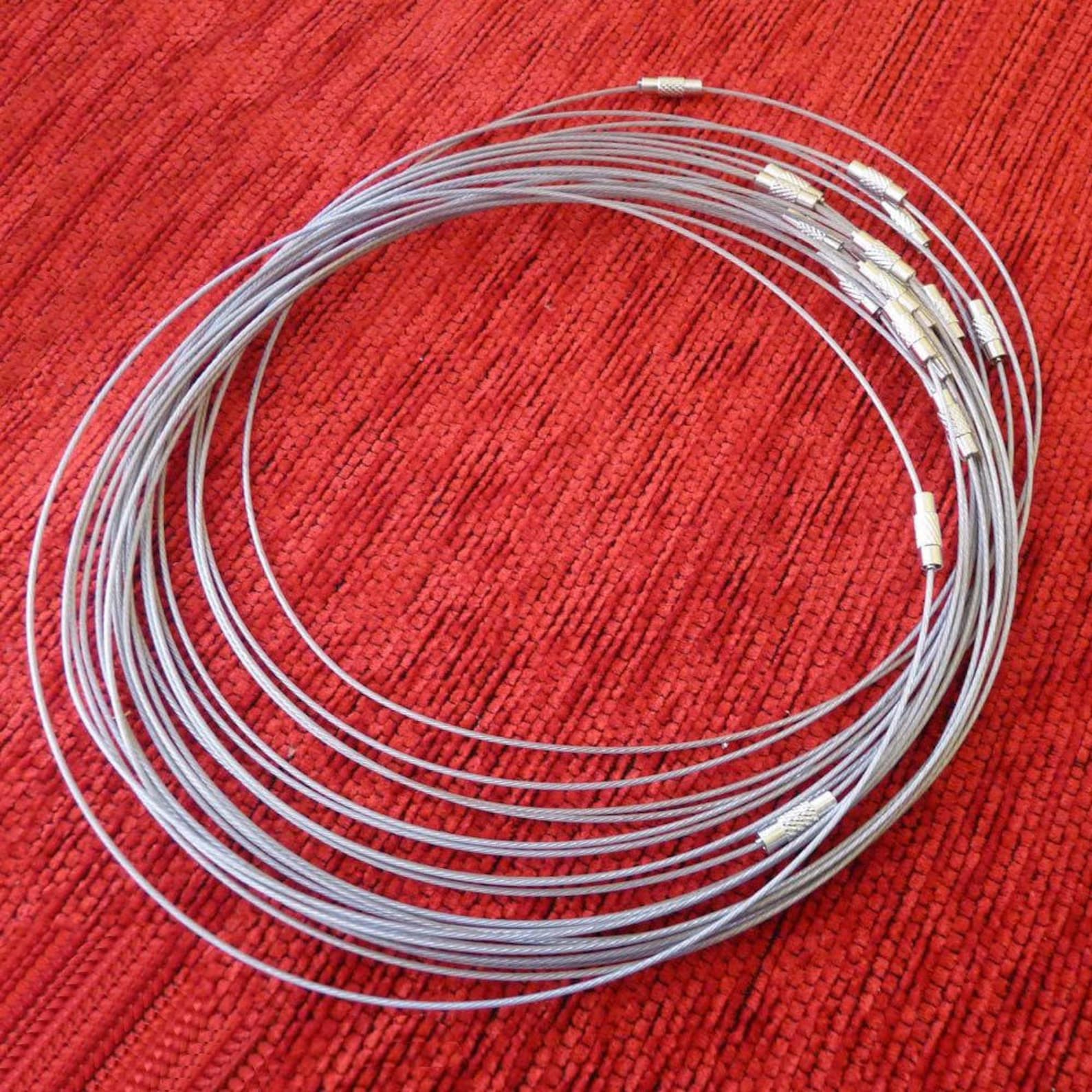 Wire Choker Necklace Coated Steel Cord Necklace 18 - Etsy