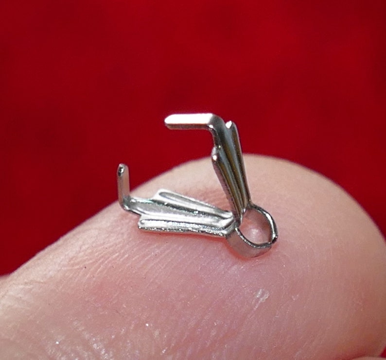 20x Stainless Steel Pinch Clip Bail Earring Connectors 8mm X 3mm Silver ...