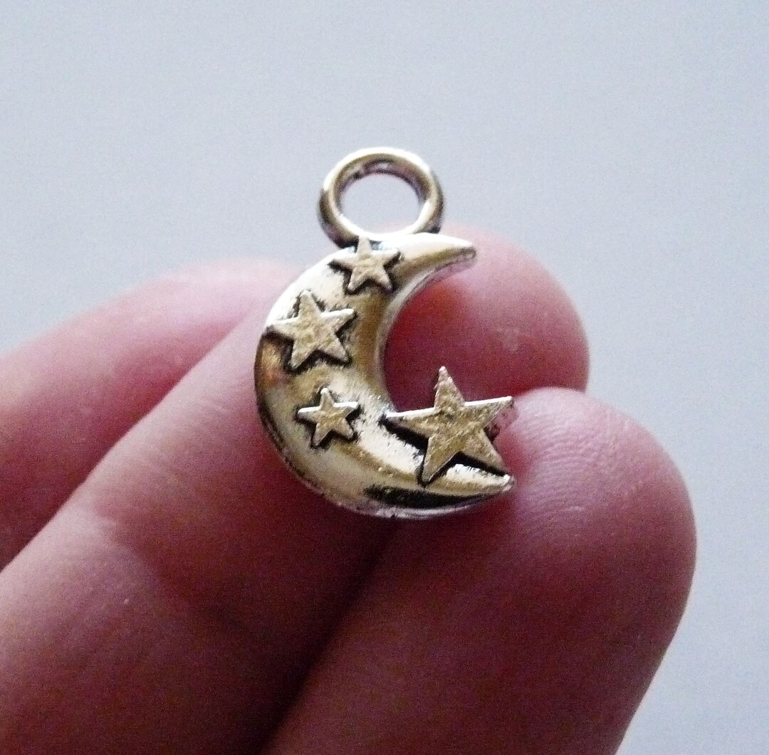 5/10x Moon Star Charm, Antique Silver Tone 2 Sided Pendants C806 - Etsy