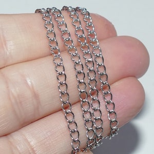 3.3 Feet Stainless Steel Curb Closed Link Chain, 1M Silver Tone ...