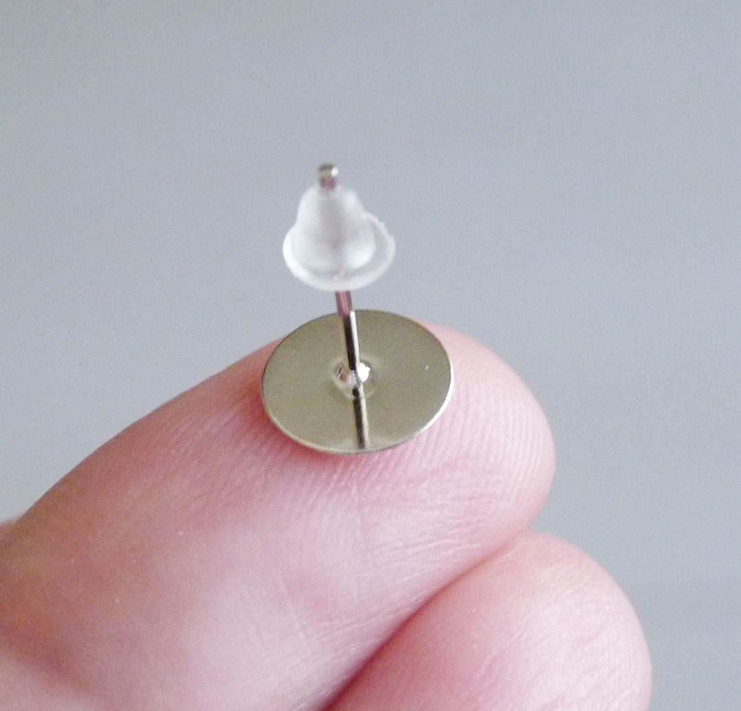 20/50x Stainless Steel 8mm Blank Flat Back Earring Studs, Flat Pad Ear ...