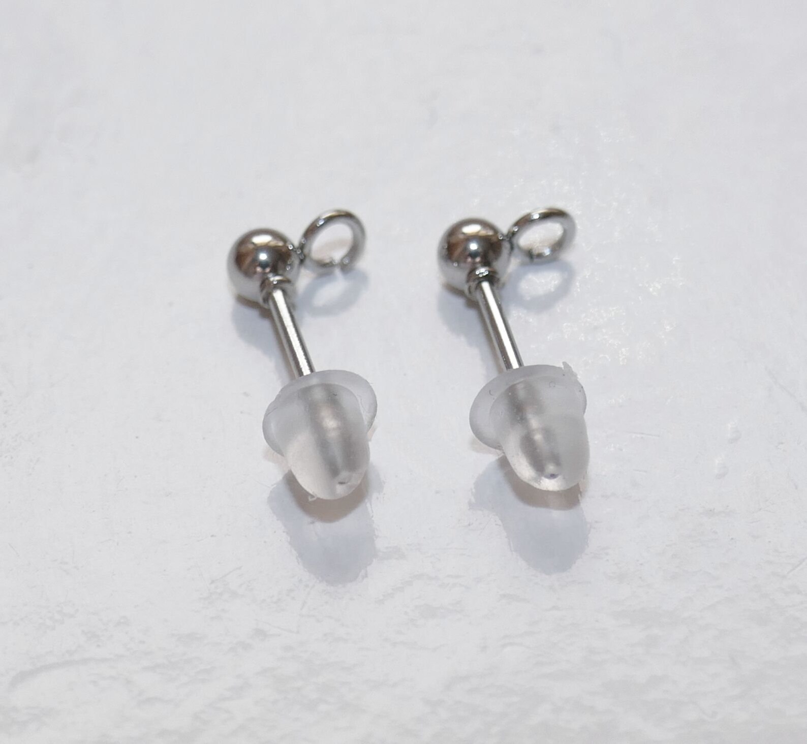 10x Stainless Steel Ball Earring Stud With Open Loop, 3mm ...