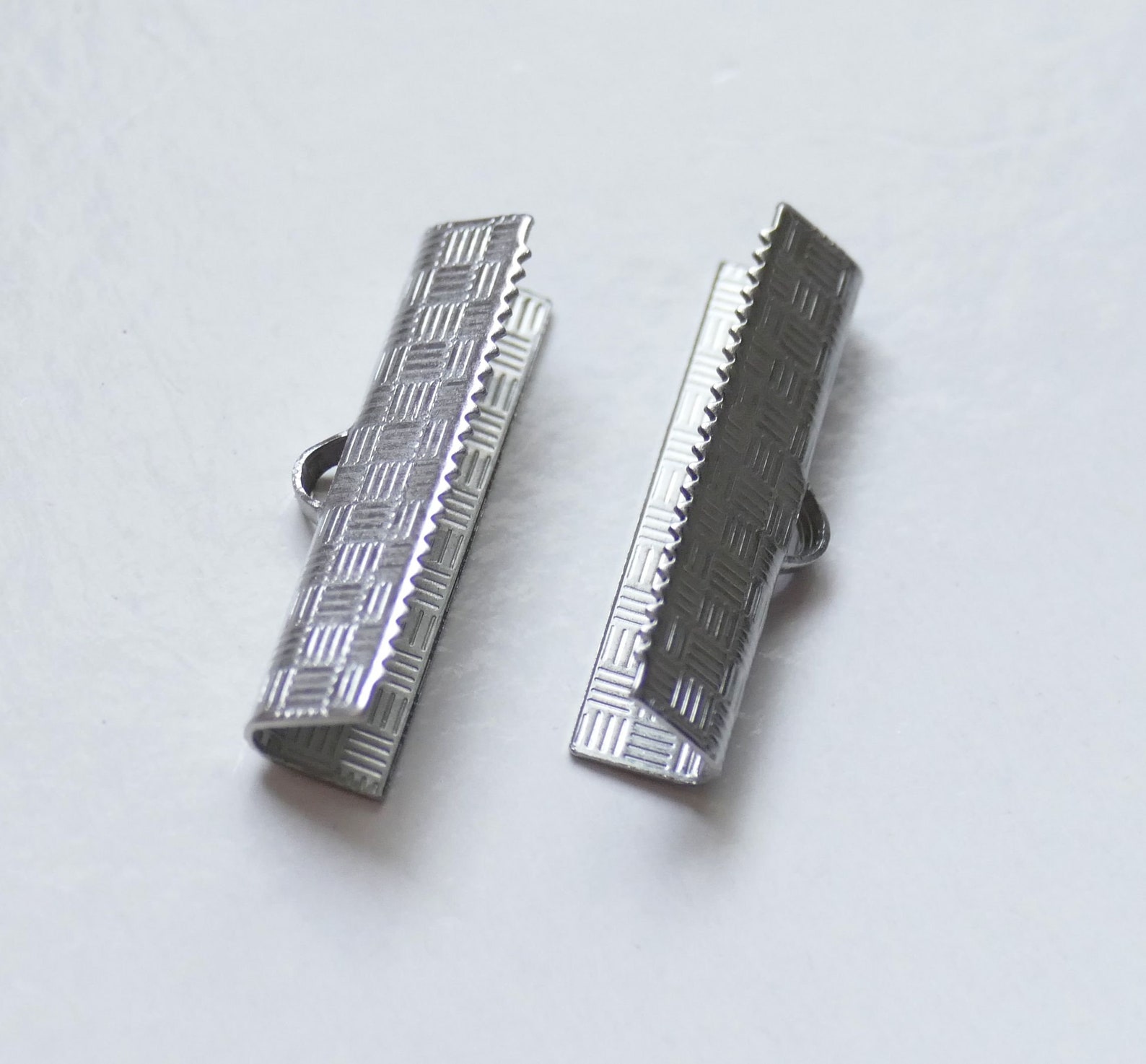 6x Stainless Steel 25mm Flat Cord End Cap Clamps, No Fade Ribbon ...