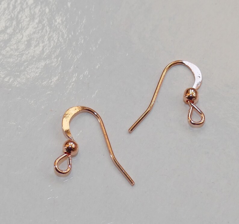20x Rose Gold Tone Flat Earring Wires Hooks Ball Ear Wire - Etsy