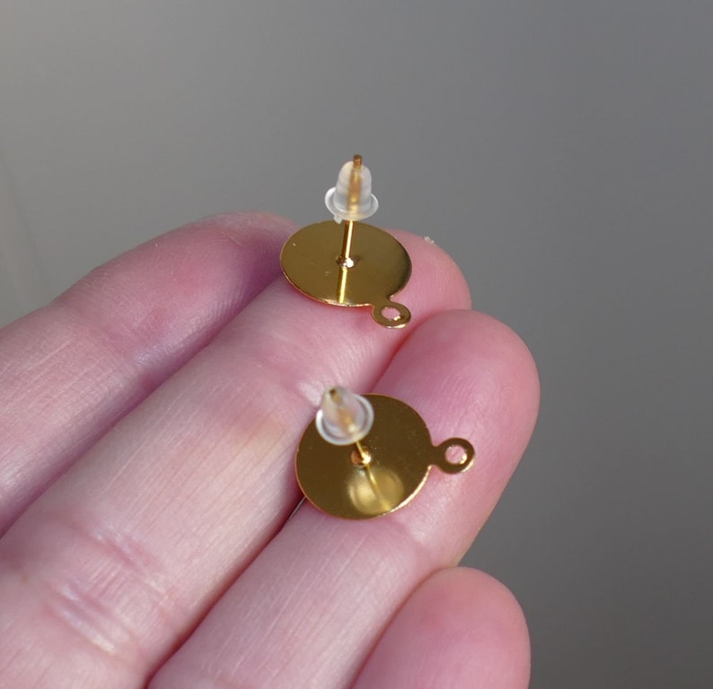 30x Gold Color Flat Back Blank Earring Studs With Loop, 6mm/8mm/10mm ...
