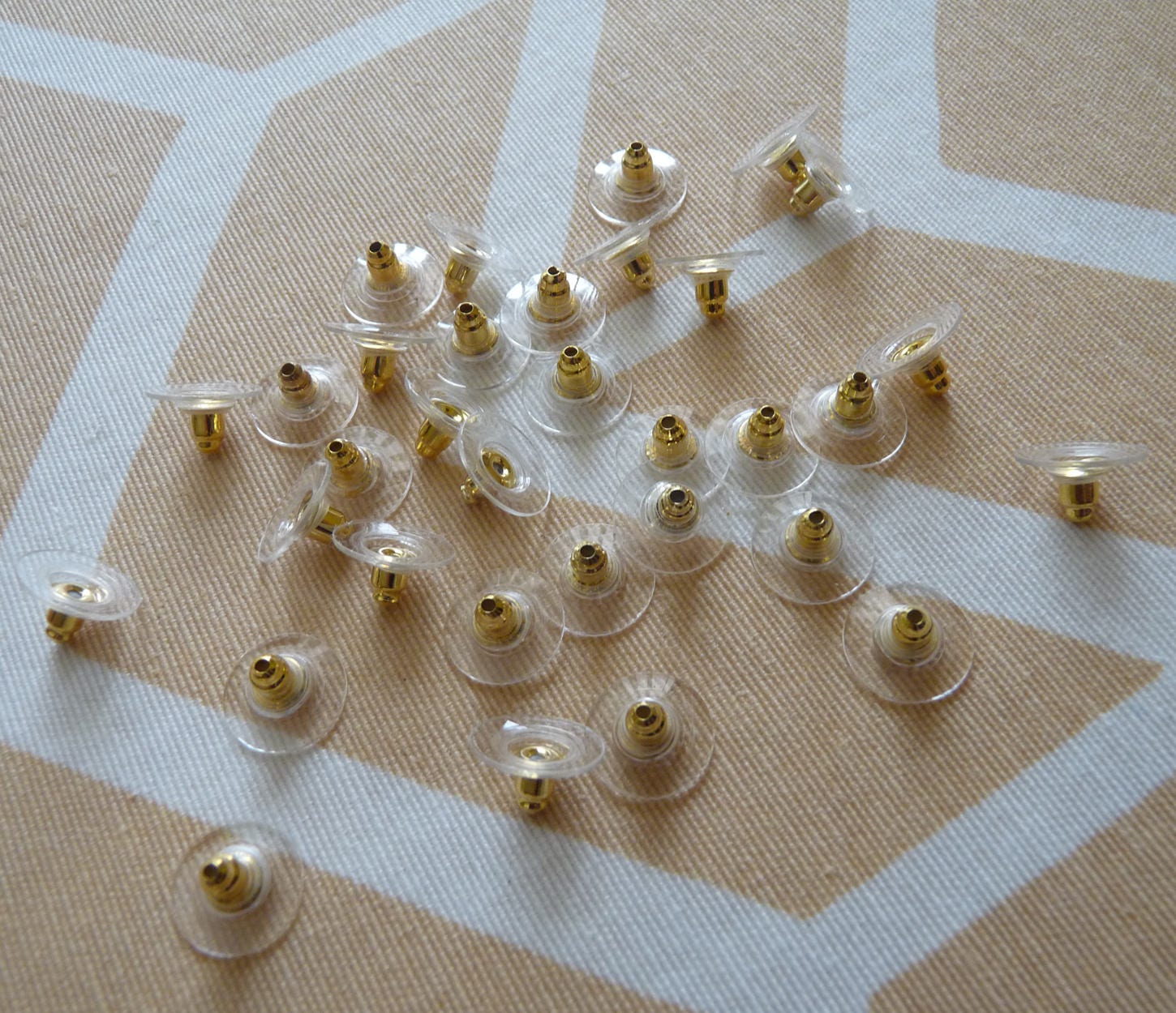 10/30x Gold Tone Earring Backs With Plastic Comfort Disc Pads, Stud ...