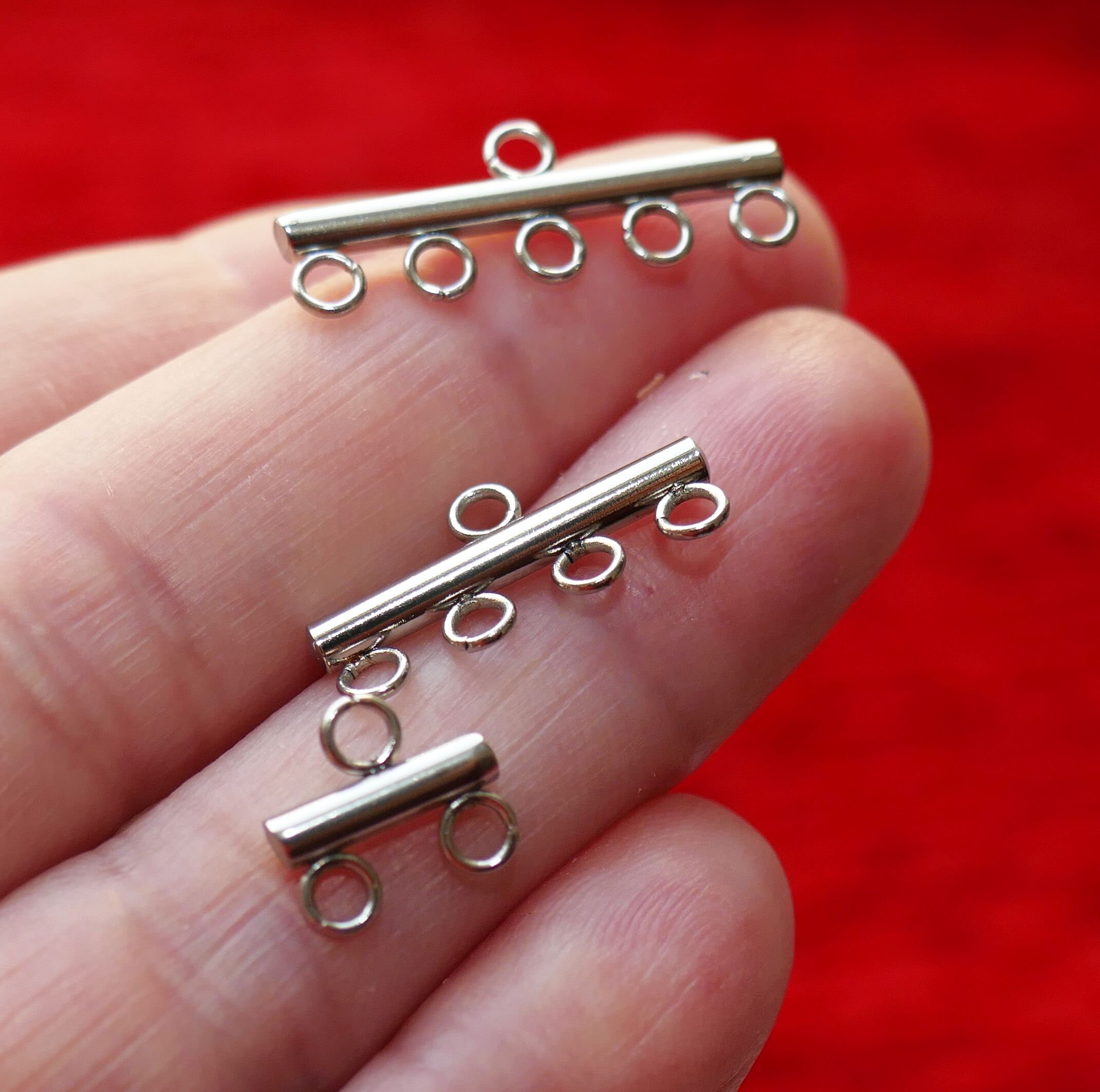 4x Multi Strand Open Loop Connectors, Stainless Steel 2/3/4/5 Row Necklace, Bracelet Connectors ...