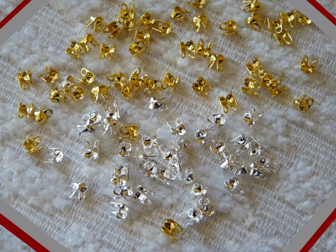 50/100/300x Calottes End Crimps, Clamshell Bead Tips With Closed Loop ...